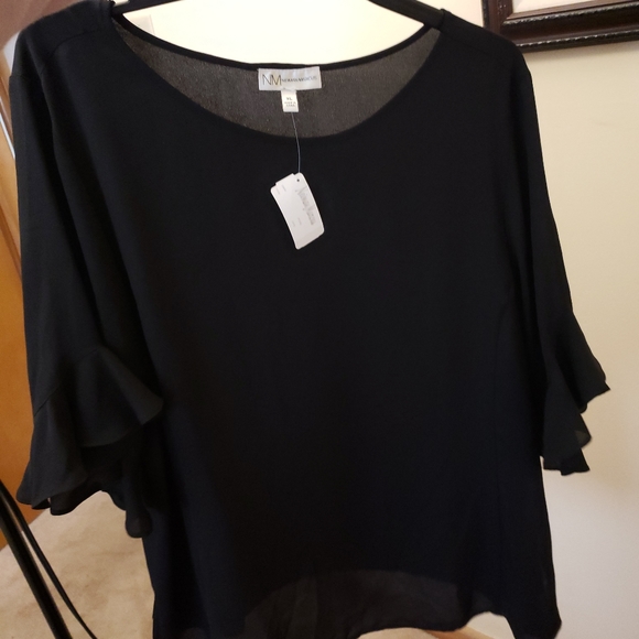 Neiman Marcus | Tops | Neiman Marcus Black Ruffled Blouse | Poshmark